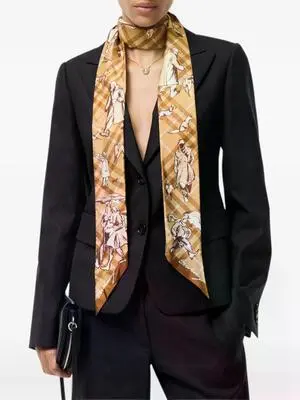 Burberry Skinny Check Mates Silk Scarf - Neutrals