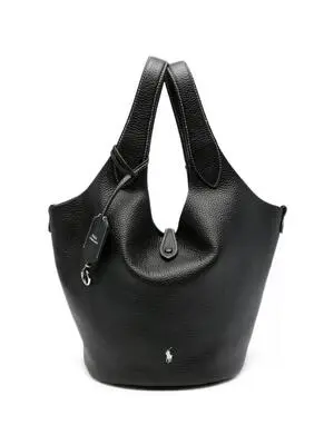 Polo Ralph Lauren Logo-embroidered Pebbled-leather Tote Bag