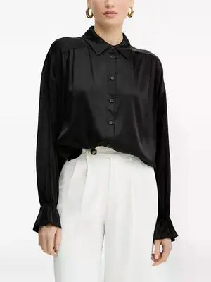 SILVIAN HEACH Botha Ruffle-cuff Satin Shirt - Black