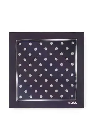 BOSS Geometric-print Pocket Square - Blue