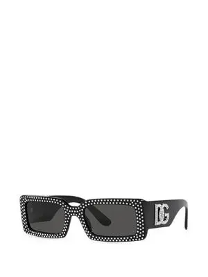 Dolce & Gabbana Crystal-embellished Rectangle-frame Sunglasses