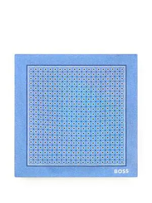 BOSS Geometric-print Pocket Square - Blue