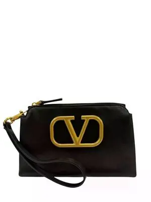 Valentino Garavani Calfskin Vlogo Cosmetic Pouch - Black