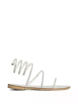 NICOLAS LAINAS Crystal-embellished Spiral-strap Flat Sandals - Silver