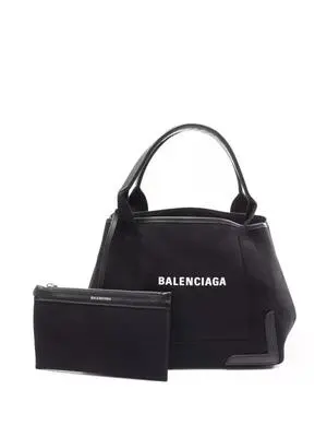 Balenciaga 2018-2026 Canvas Navy Cabas S Tote Bag - Black
