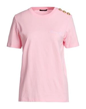 Balmain Woman T-shirt Black Size Xl Cotton Pink