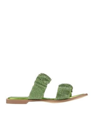 TOSCA BLU Embellished Leather Sandals With Crystals - Green