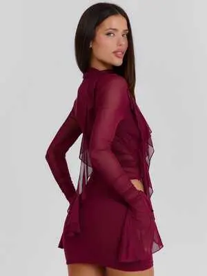 OUTCAST Avaline Mini Dress Burgundy - Red