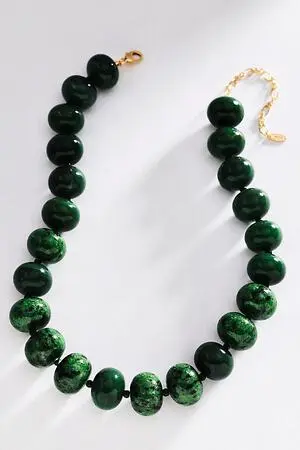 Anthropologie Waverly Beaded Necklace Green