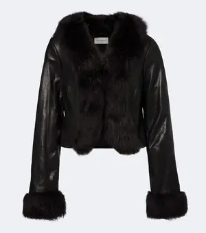 Nour Hammour Sofie Shearling-trimmed Leather Jacket