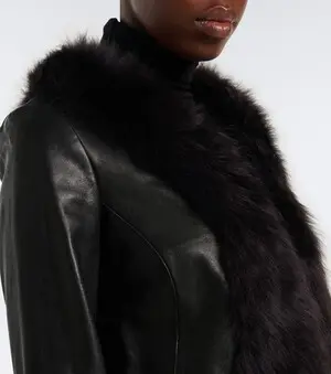 Nour Hammour Sofie Shearling-trimmed Leather Jacket