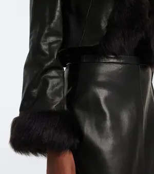 Nour Hammour Sofie Shearling-trimmed Leather Jacket