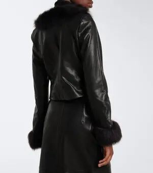 Nour Hammour Sofie Shearling-trimmed Leather Jacket