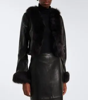 Nour Hammour Sofie Shearling-trimmed Leather Jacket