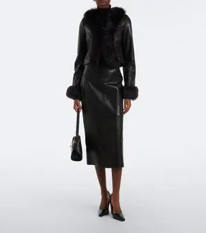 Nour Hammour Sofie Shearling-trimmed Leather Jacket
