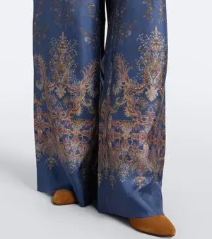 Zimmermann Valiant Printed Silk Satin Wide-leg Pants
