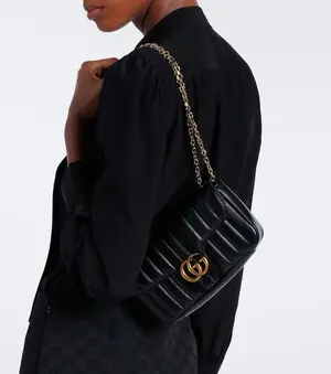 Gucci Jetset Gg Marmont Small Shoulder Bag - Black