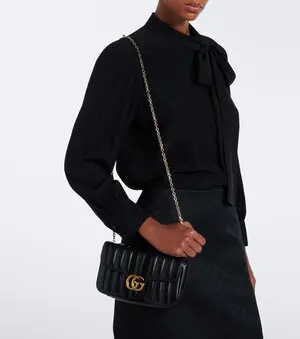 Gucci Jetset Gg Marmont Small Shoulder Bag - Black
