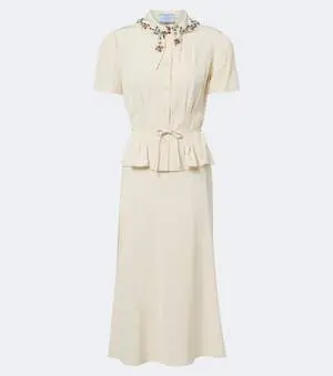 Prada Embellished Silk Crêpe Midi Dress