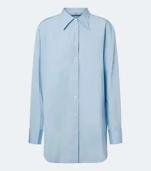 Prada Oversized Cotton Poplin Shirt - Blue