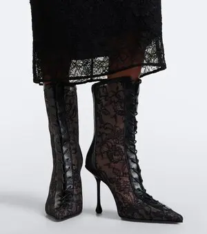 JIMMY CHOO Scarlett Leather-trimmed Lace Ankle Boots