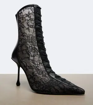 JIMMY CHOO Scarlett Leather-trimmed Lace Ankle Boots