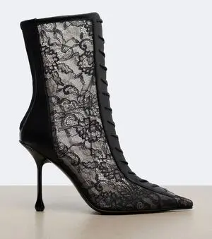 JIMMY CHOO Scarlett Leather-trimmed Lace Ankle Boots