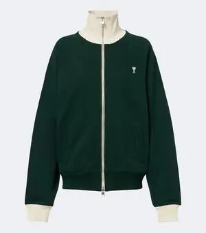 AMI Paris De Coeur Cotton Jersey Zip-up Hoodie