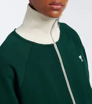 AMI Paris De Coeur Cotton Jersey Zip-up Hoodie