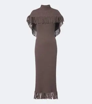 Simkhai Jordan Caped Wool And Cashmere Maxi Dress