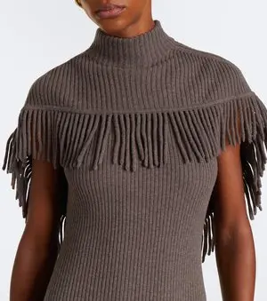 Simkhai Jordan Caped Wool And Cashmere Maxi Dress