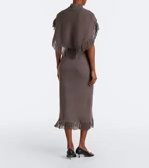 Simkhai Jordan Caped Wool And Cashmere Maxi Dress