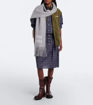 Miu Miu Fringed Mohair And Wool-blend Scarf