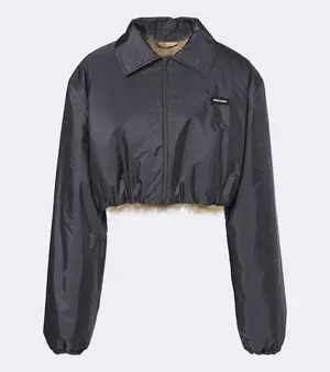 Miu Miu Cropped Shearling-lined Blouson Jacket