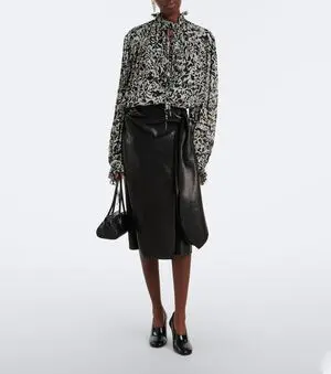 Nour Hammour Viret Leather Skirt