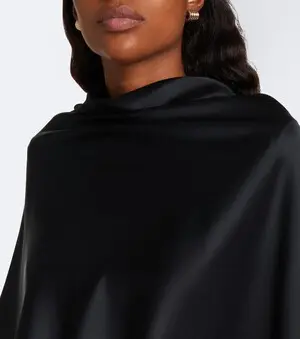 RÓHE Caped Satin Top - Black