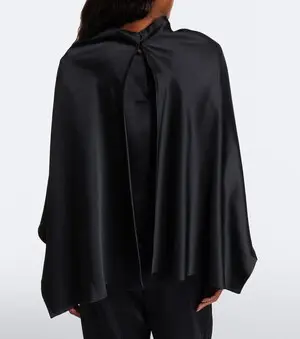 RÓHE Caped Satin Top - Black