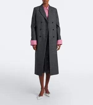 Prada Checked Virgin Wool Coat