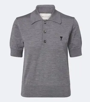 AMI Paris De Coeur Wool Polo Shirt
