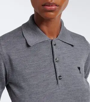 AMI Paris De Coeur Wool Polo Shirt