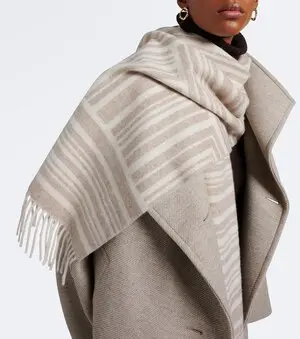 JOSEPH Ayla Fringed Jacquard Wool And Cashmere Scarf