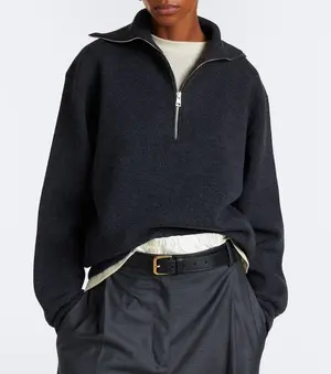 RÓHE Wool And Cashmere Half-zip Sweater - Grey