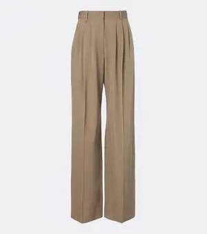 THE ROW Daniela Pleated Wool Wide-leg Pants - Beige