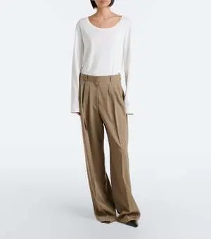 THE ROW Daniela Pleated Wool Wide-leg Pants