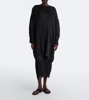 THE ROW Joma Pleated Silk Midi Dress