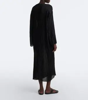 THE ROW Joma Pleated Silk Midi Dress