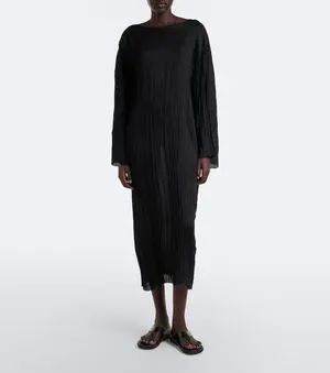 THE ROW Joma Pleated Silk Midi Dress