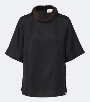 Loulou De Saison Dana Silk Twill Top - Black