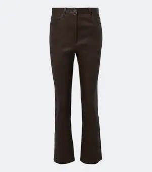 JOSEPH Duke Cropped Leather Flared Pants