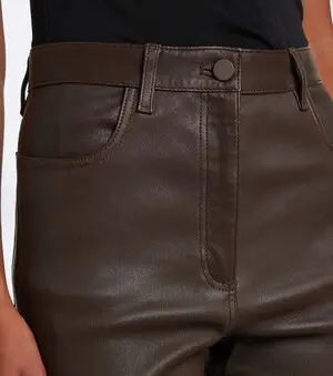 JOSEPH Duke Cropped Leather Flared Pants